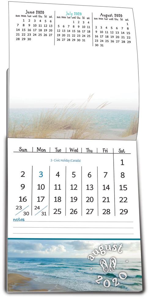Beaches Calendar Pages