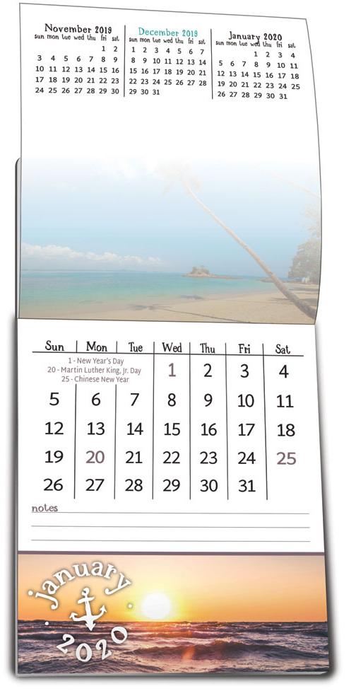 Beaches Calendar Pages