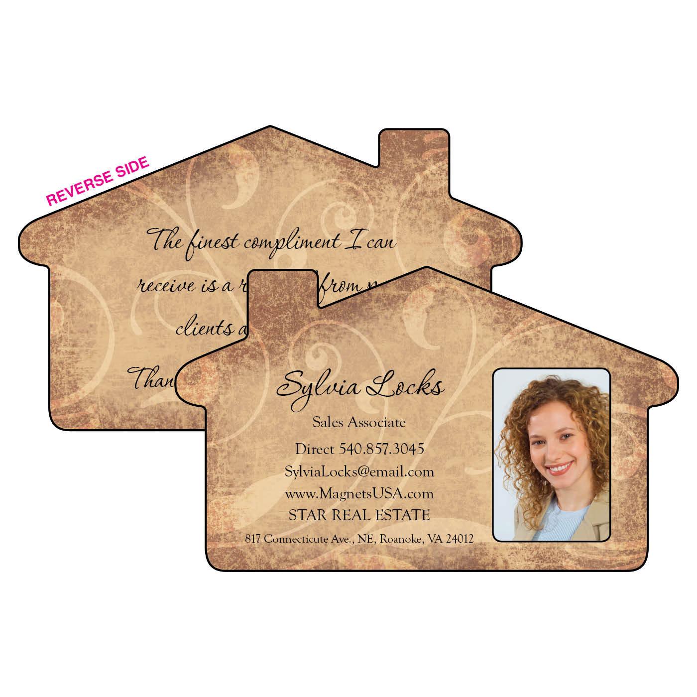 Double-Sided Card Stock Business Cards | Rustic Background House-Shaped ...