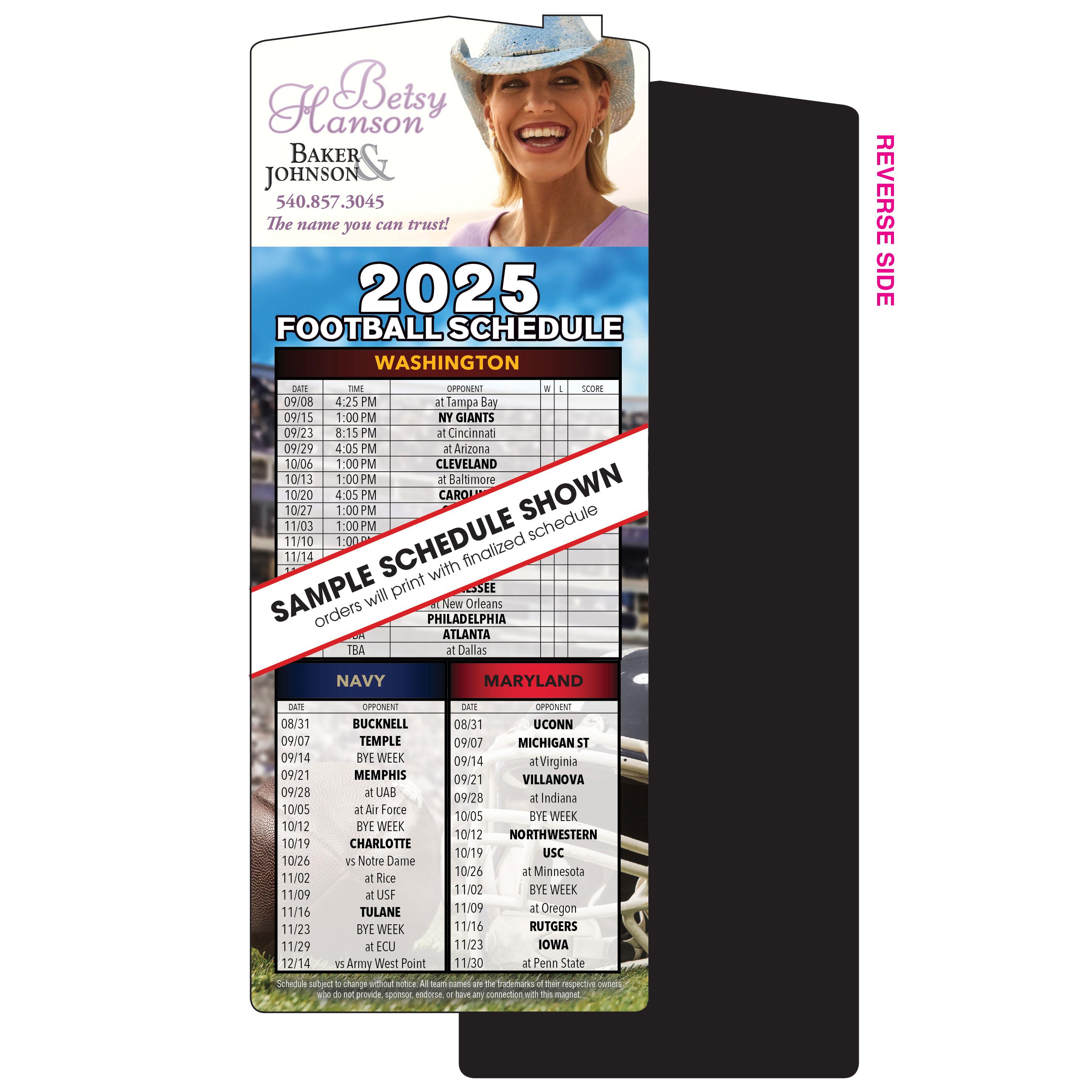 Football Schedule Magnet | House Shape | 3-Team (1 Over 2)