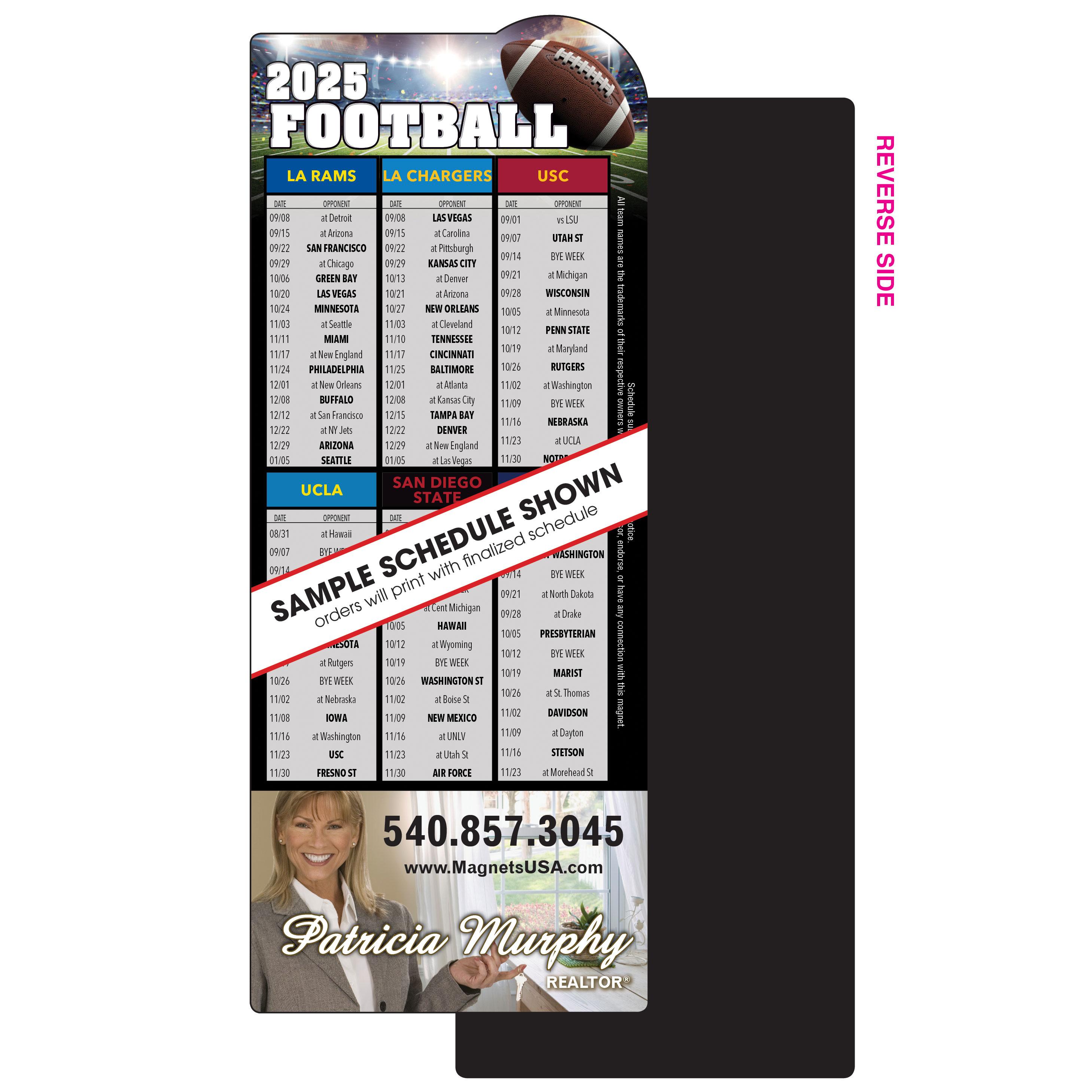 Football Schedule Magnet | Bump Shape | 6-Team