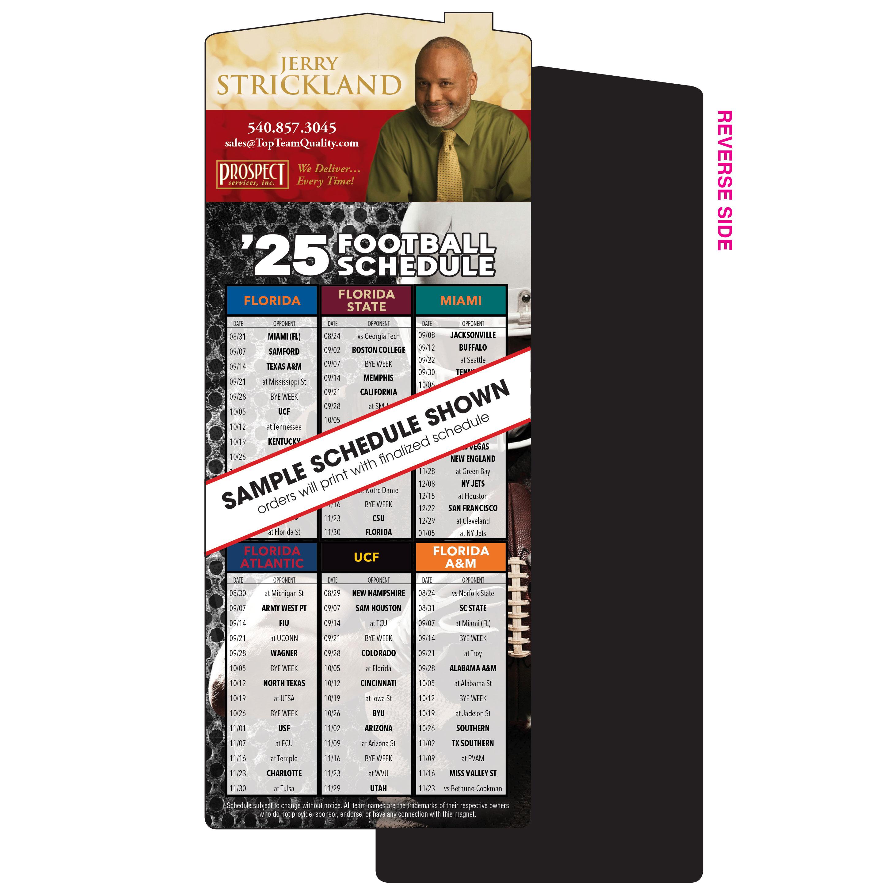 Football Schedule Magnet | House Shape | 6-Team