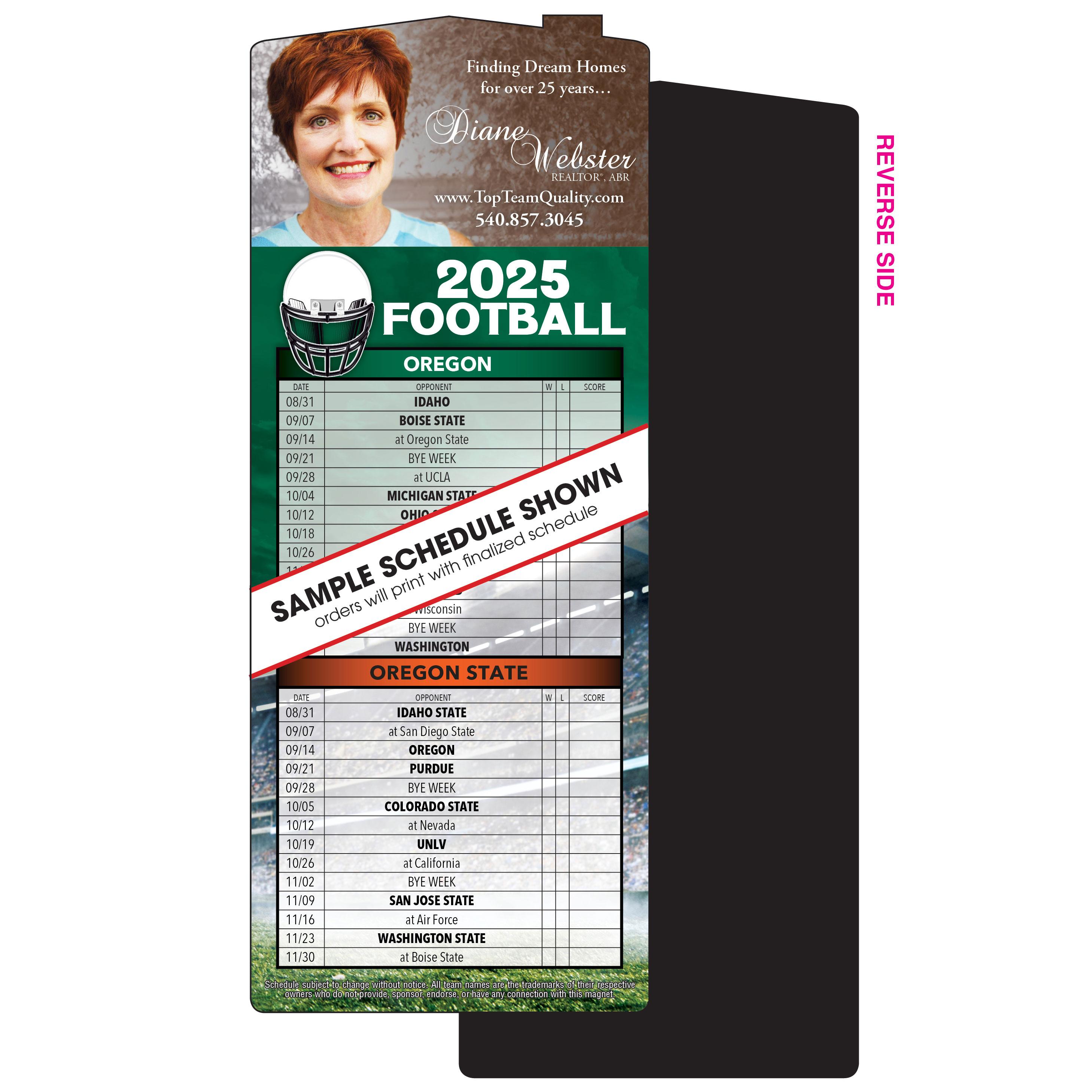 Football Schedule Magnet | House Shape | 2-Team Spirit Sky