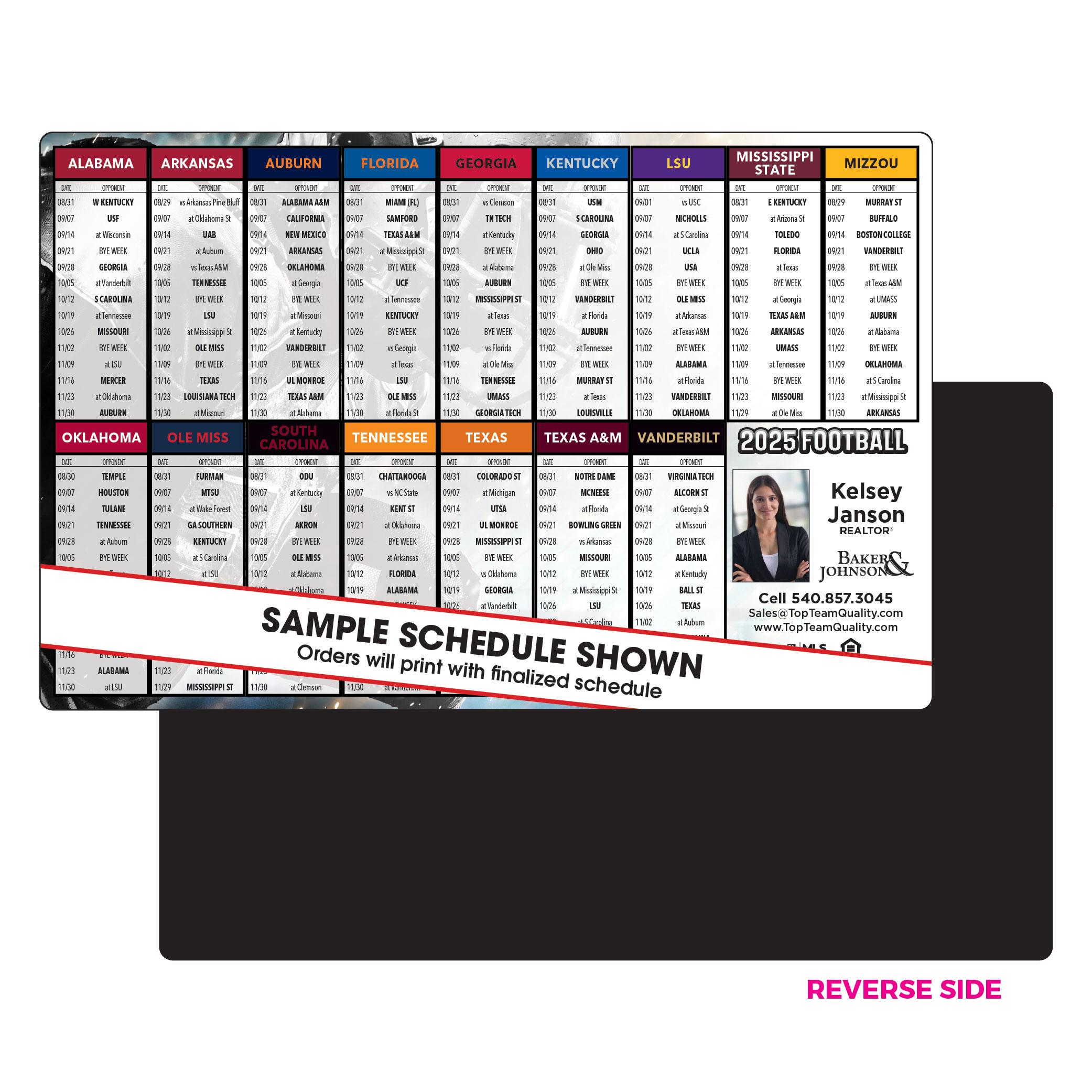 Football Schedule | Full Magnet | Magnets USA