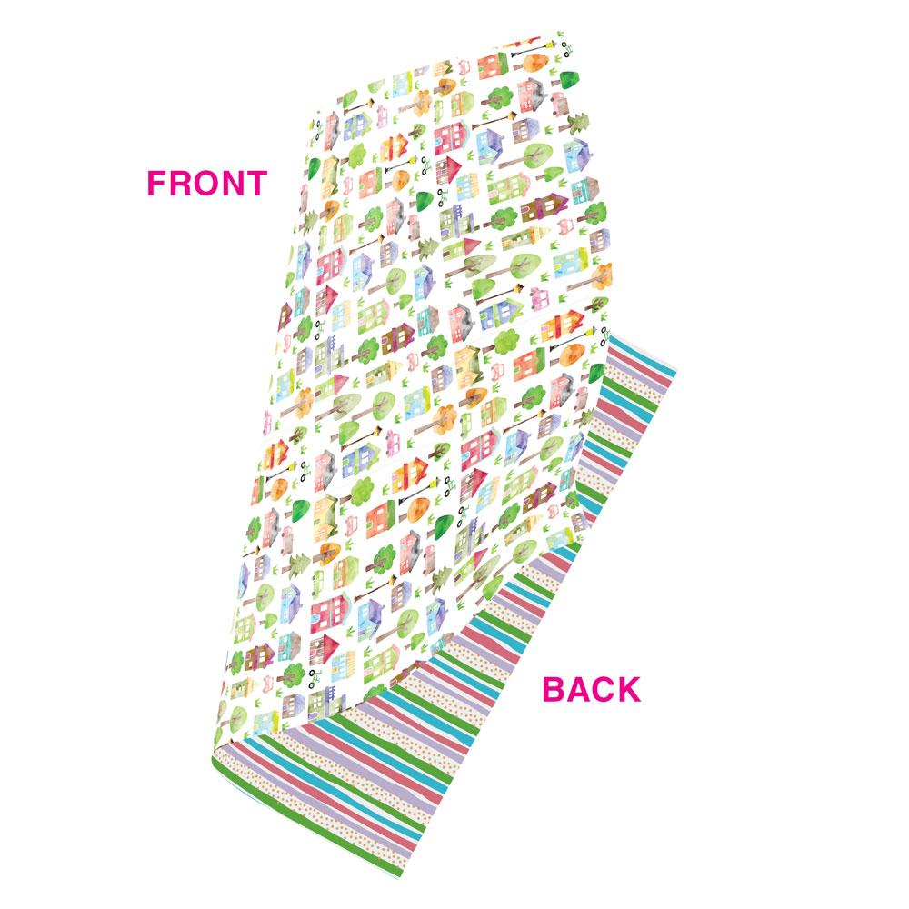 Two Sided Watercolor Houses Gift Wrapping Paper - Six Pack