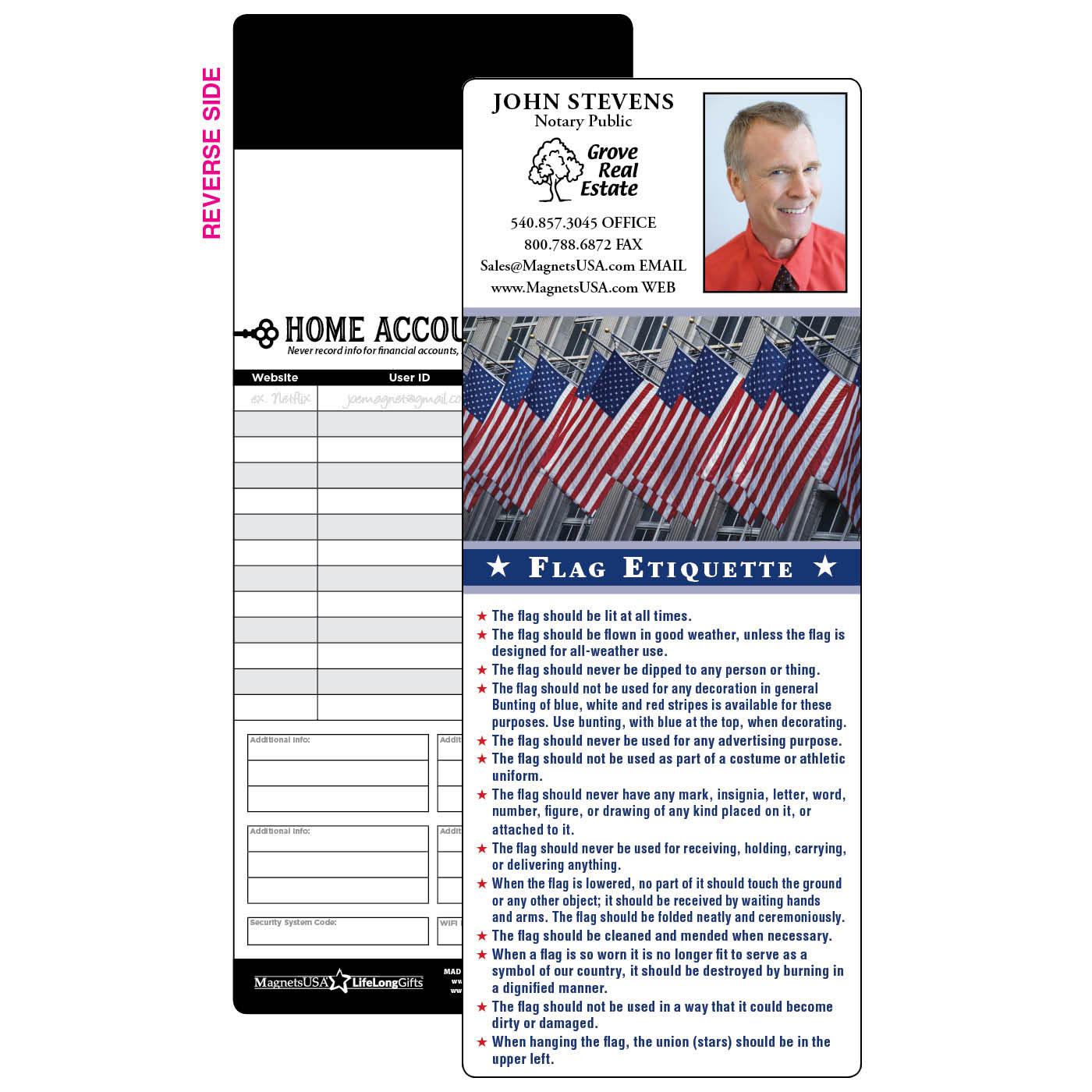 Home Reference Magnet | Standard 3.5x8.75 | Flag Etiquette