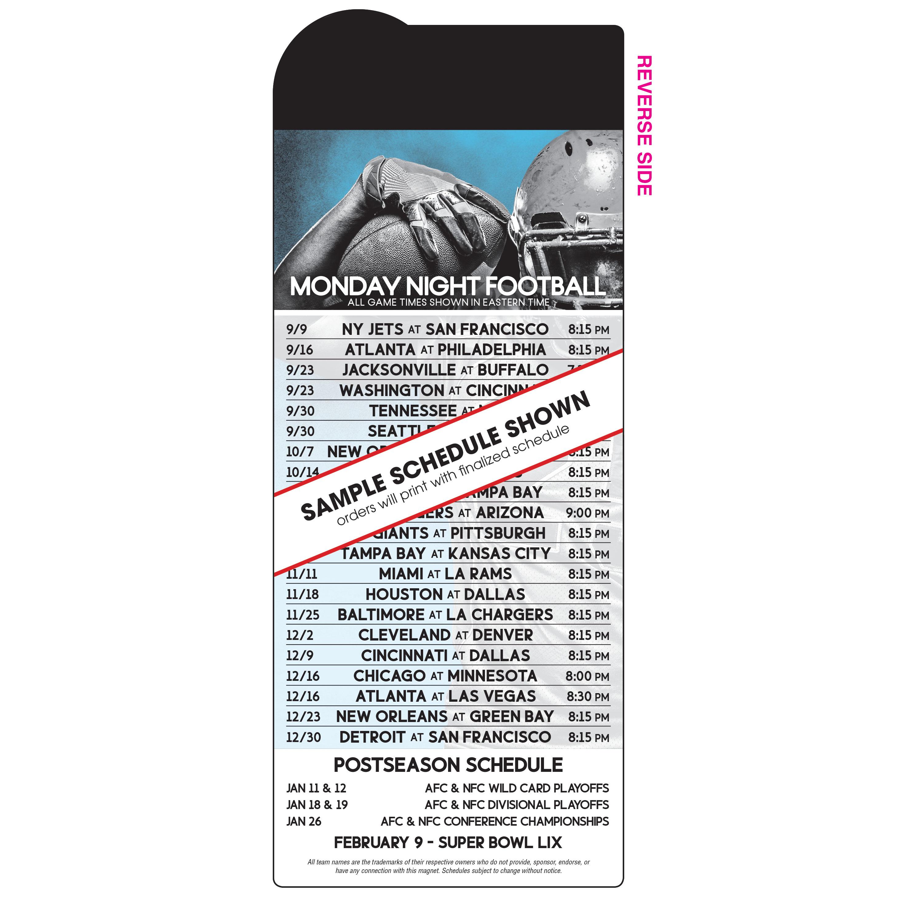 Football Schedule Magnet | Bump Shape | 2-Team