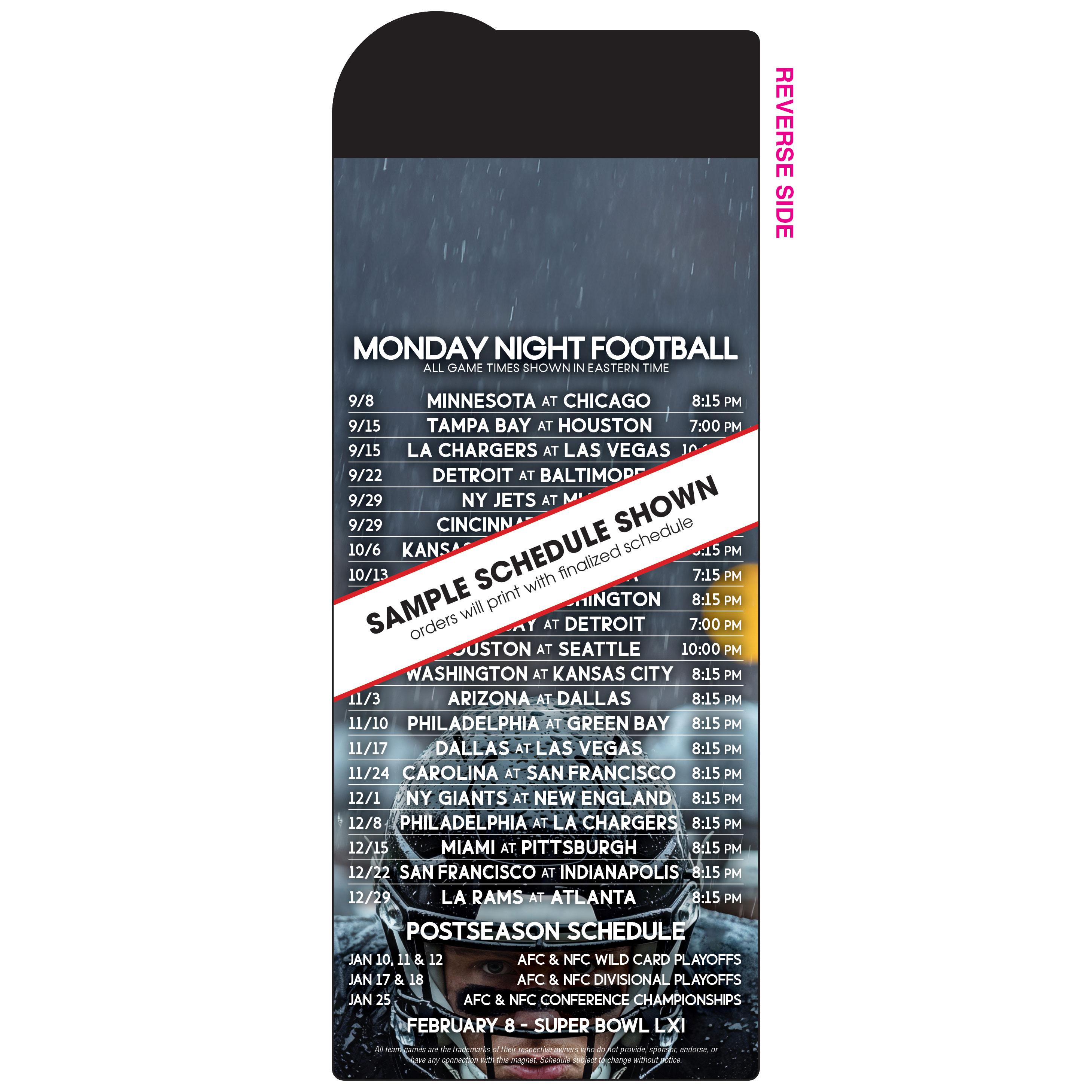 Football Schedule Magnet | Bump Shape | 4-Team (2 over 2)