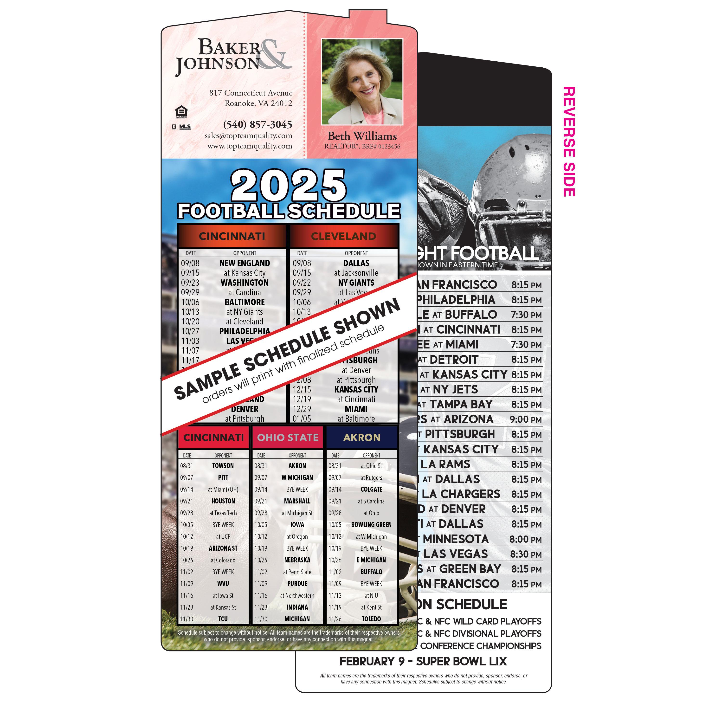 Football Schedule Magnet | House Shape | 5-Team