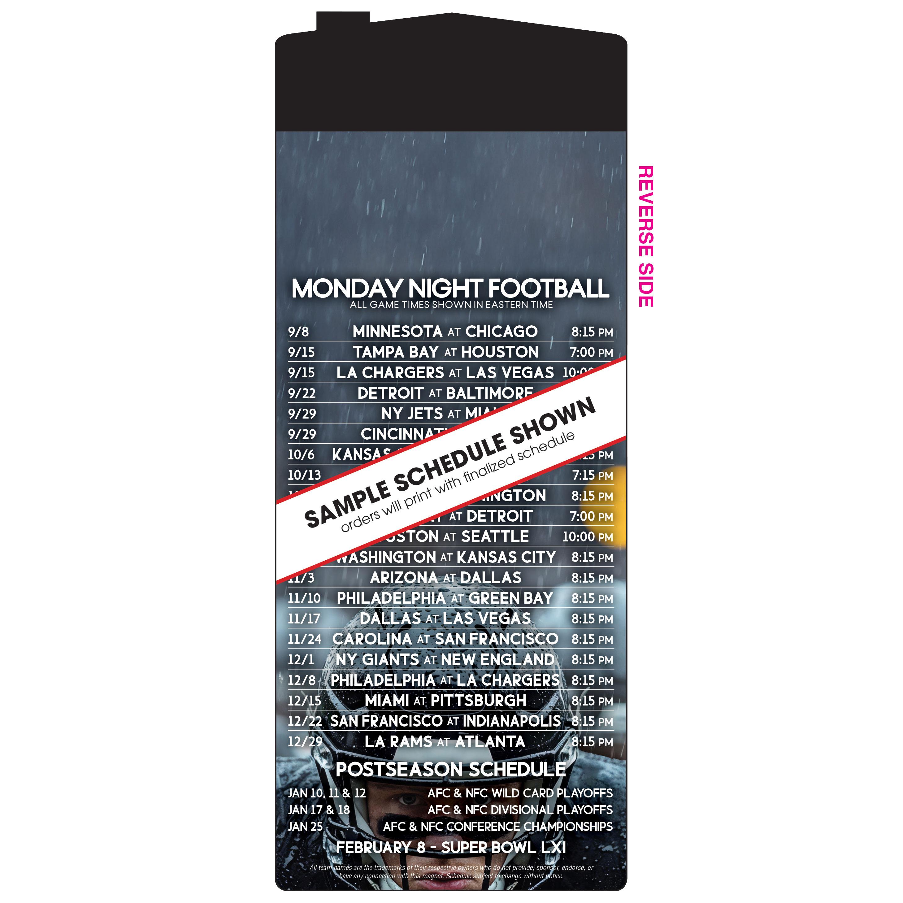 Football Schedule Magnet | House Shape | 5-Team