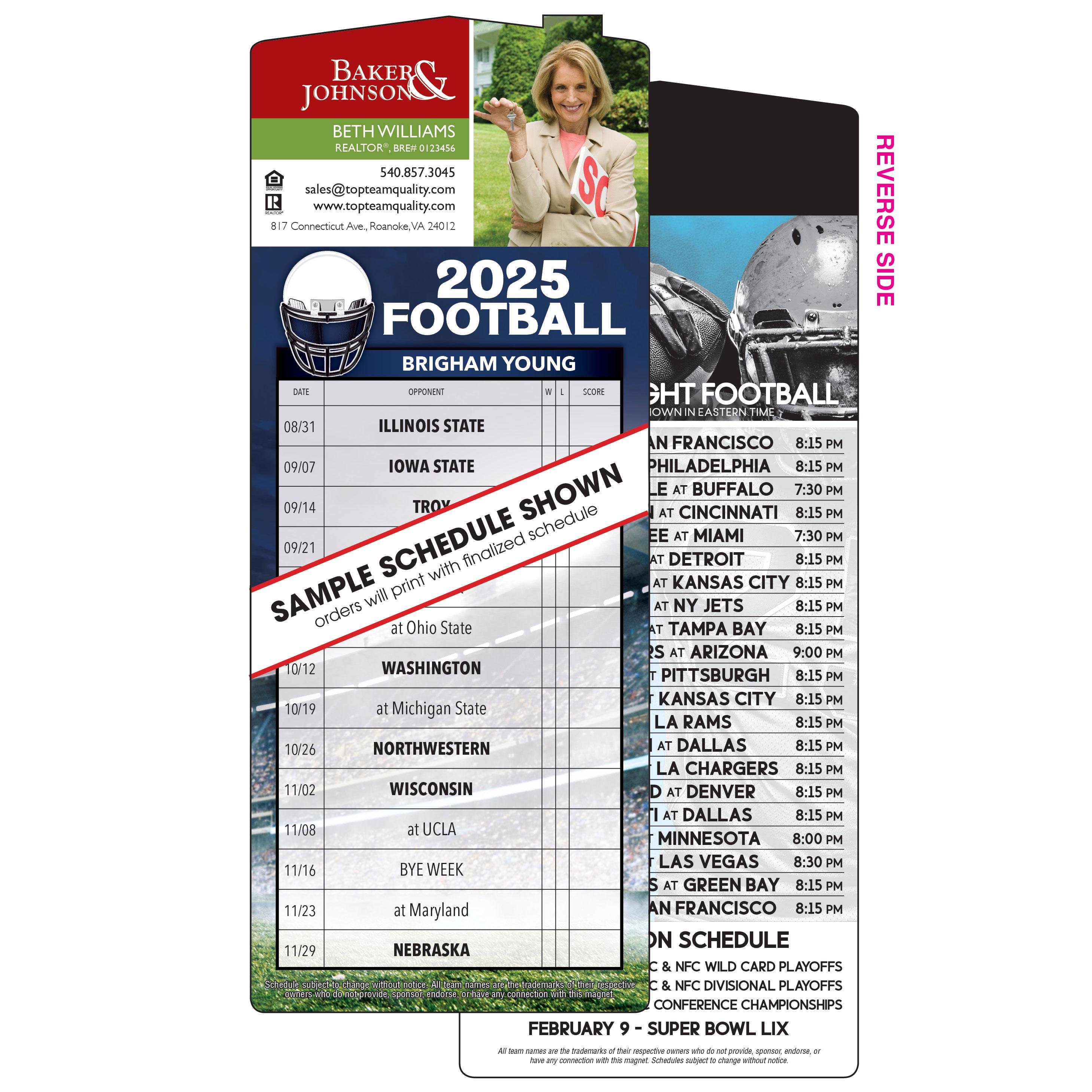 Football Schedule Magnet | House Shape | 1-Team Spirit Sky