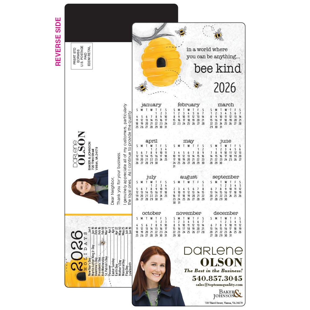 EDDM Calendar Magnet | Year-At-A-Glance | Bee Kind