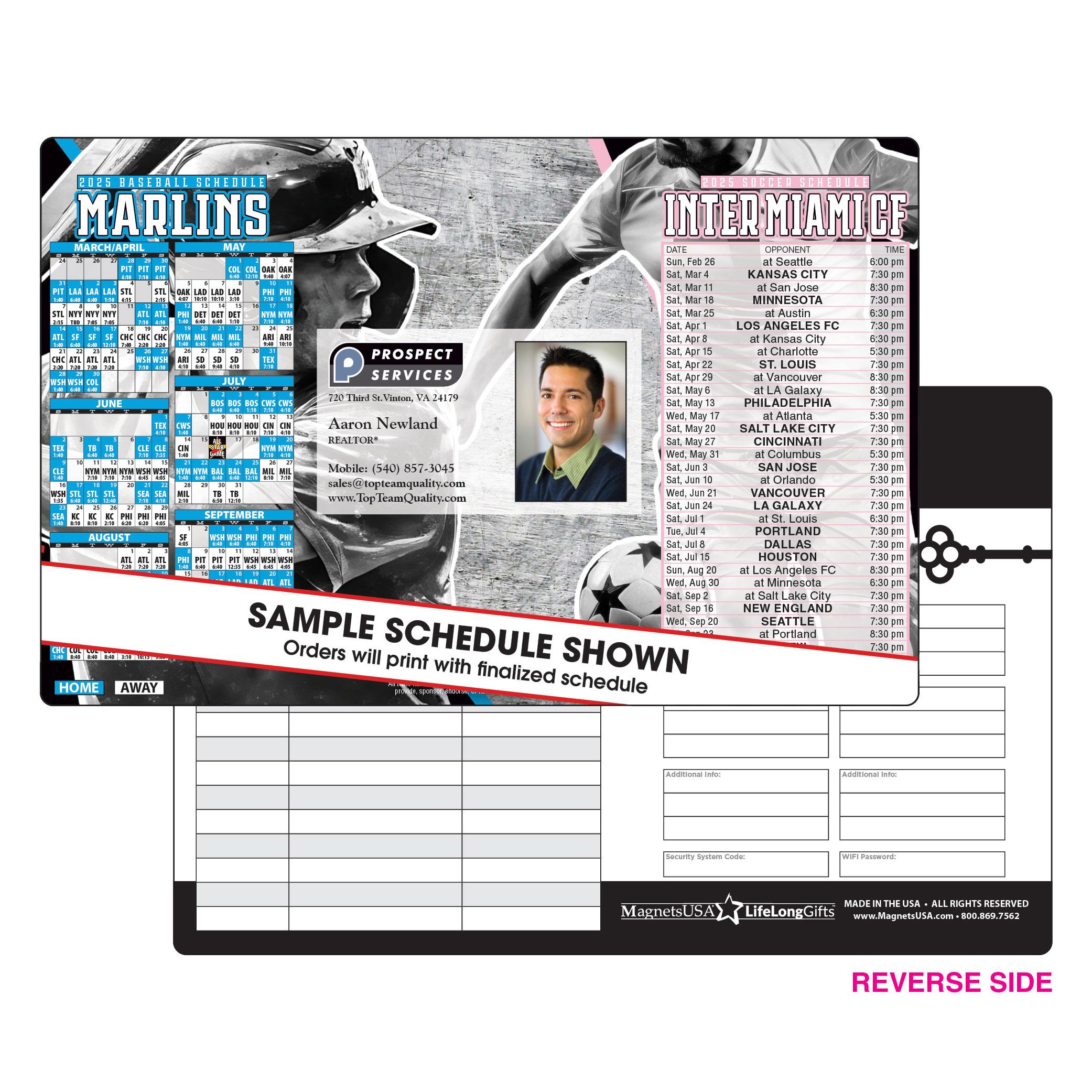 Miami Baseball & Soccer Magnetic Schedule