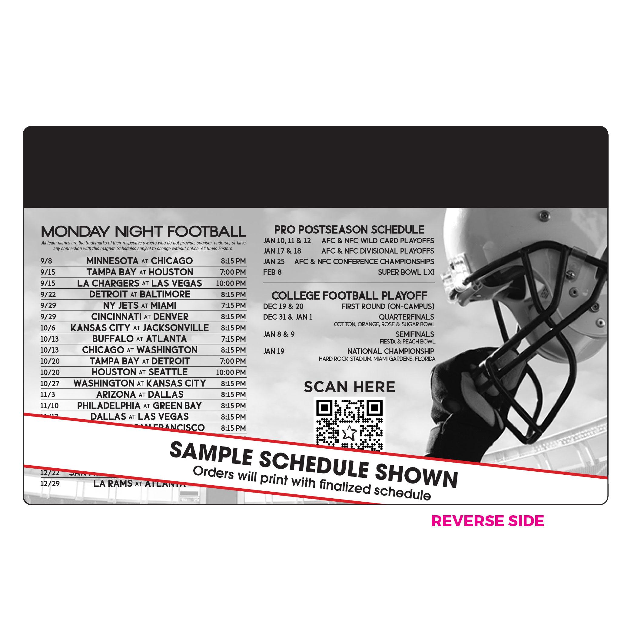 Football Schedule | Magnetic Card | Magnets USA