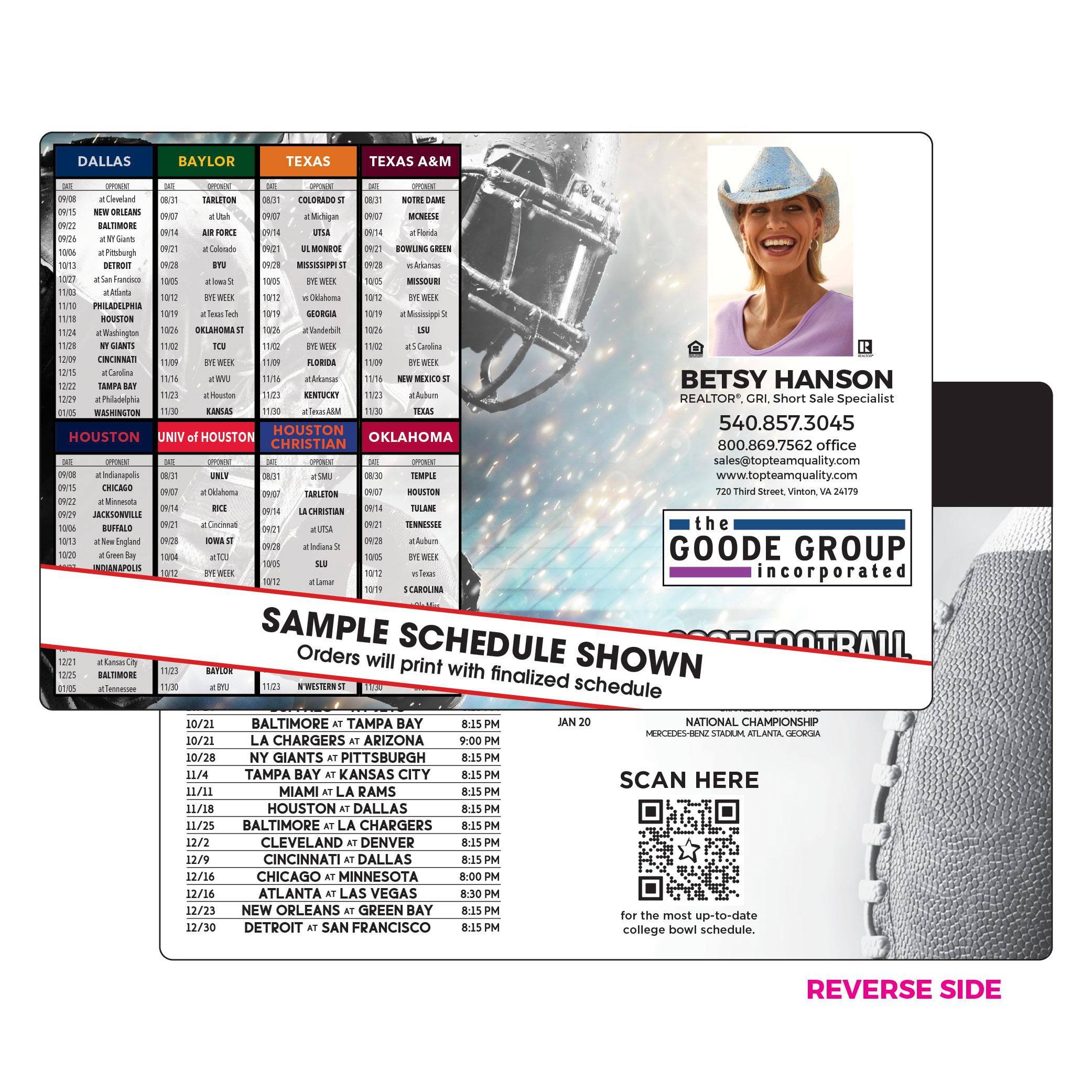 Football Schedule | Magnetic Card | Magnets USA