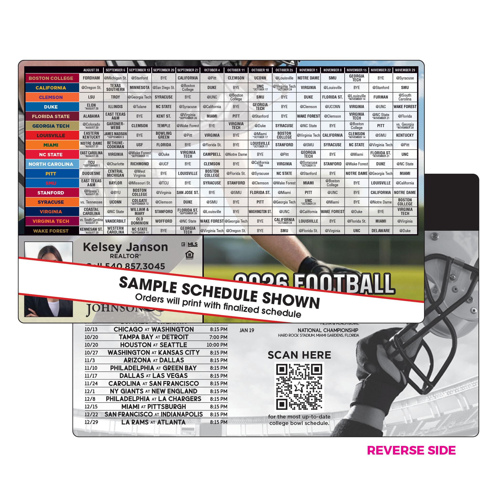 ACC Football Schedule | Magnetic Card | Magnets USA