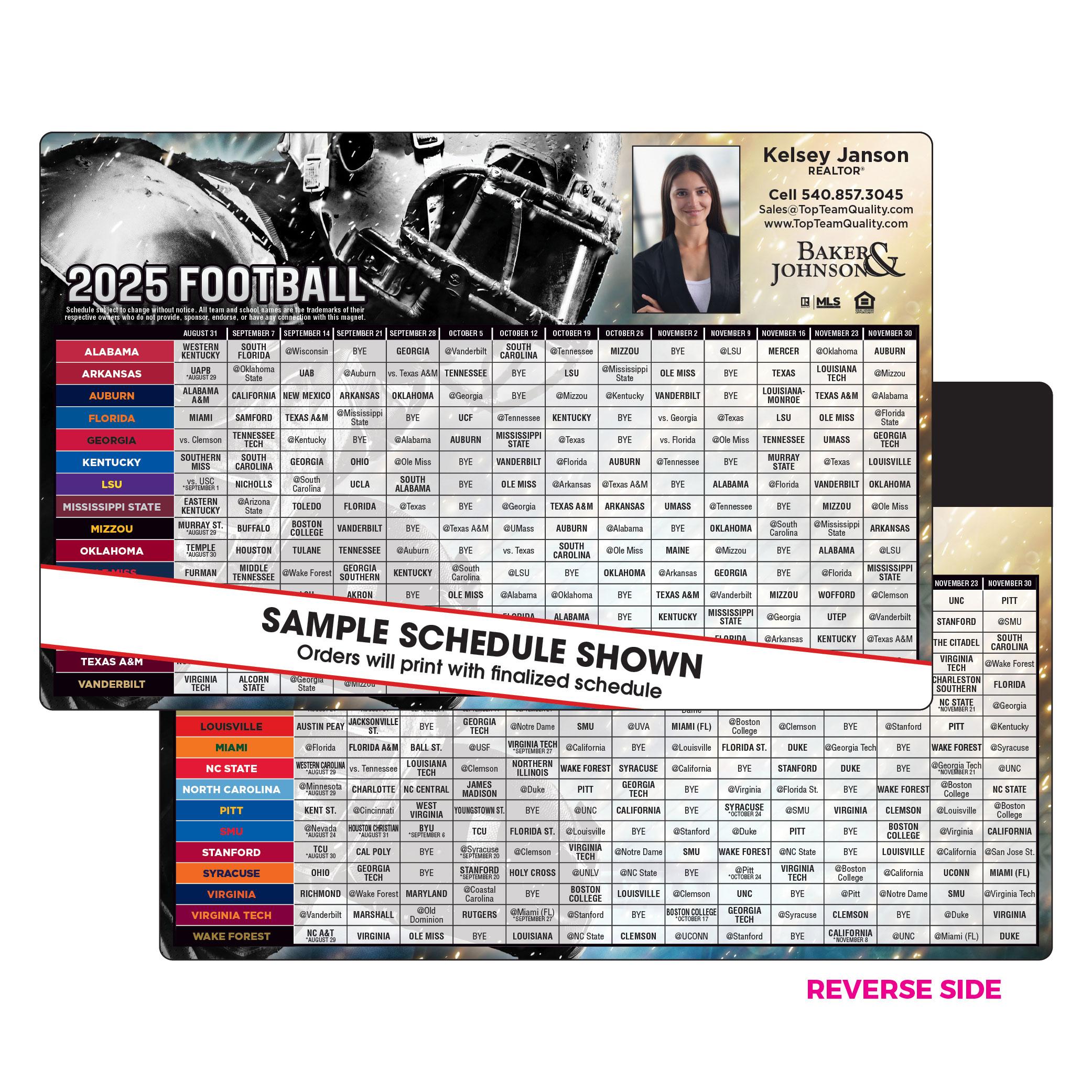 Football Schedule | Magnetic Card | Magnets USA