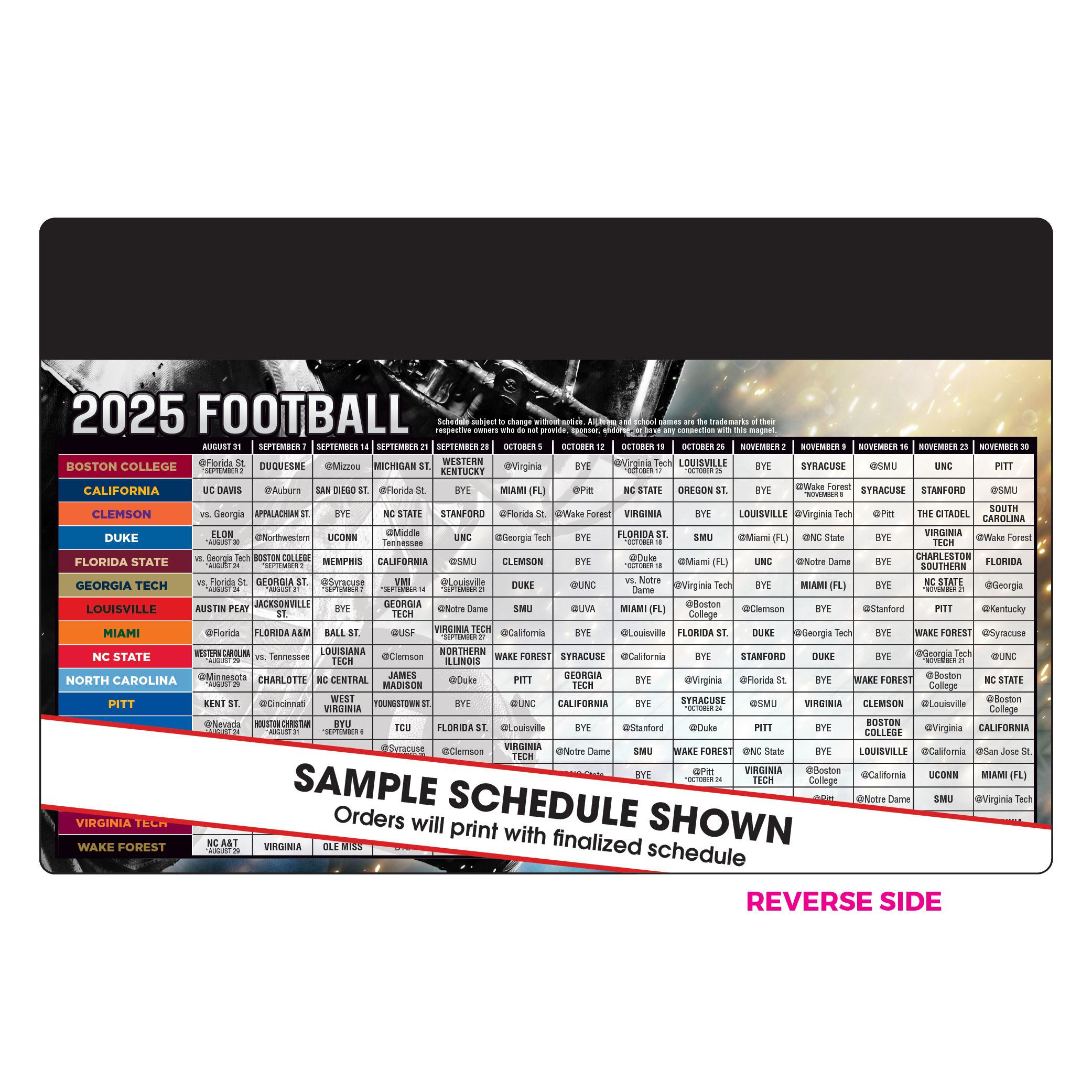 Football Schedule | Magnetic Card | Magnets USA