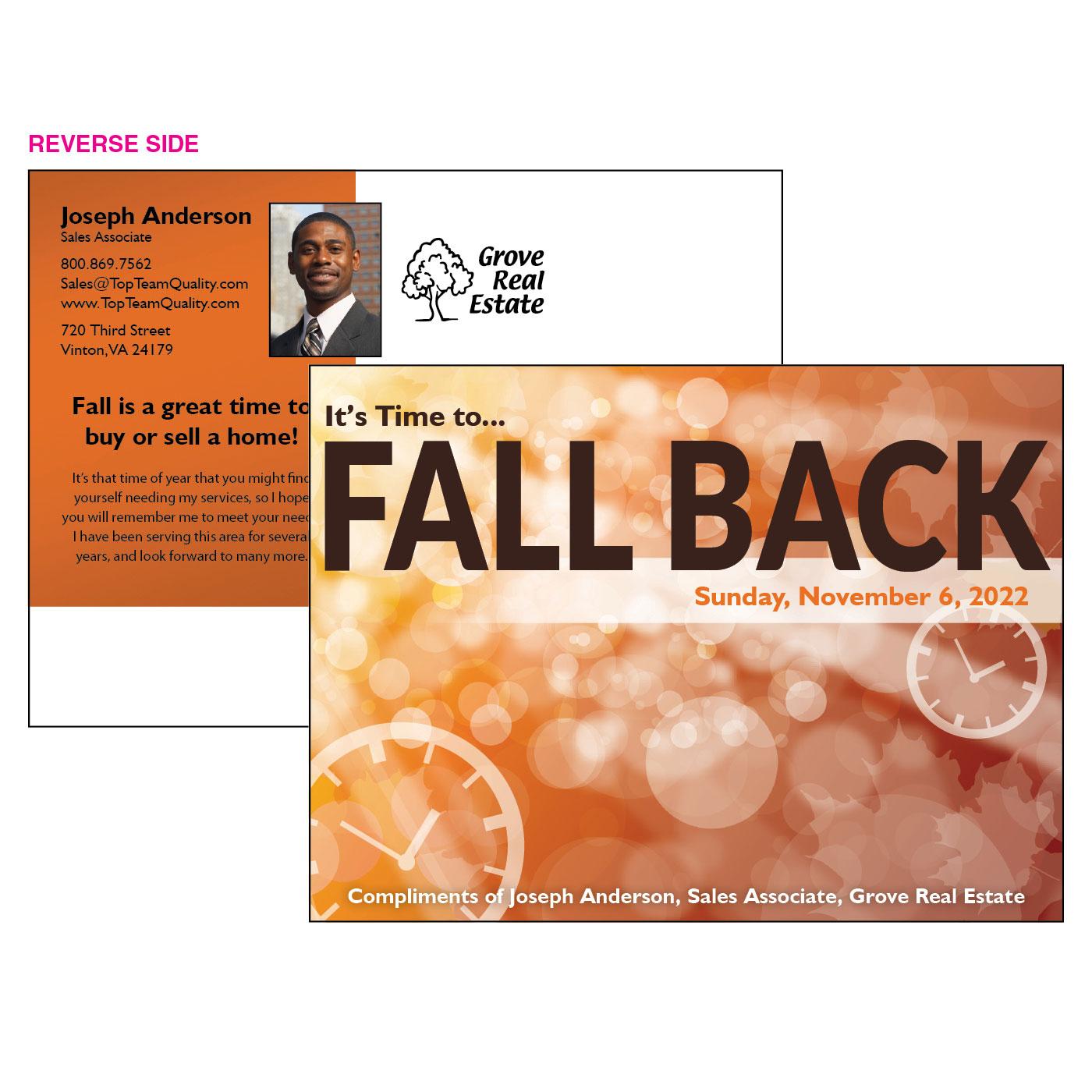 Fall Back Clocks Postcard