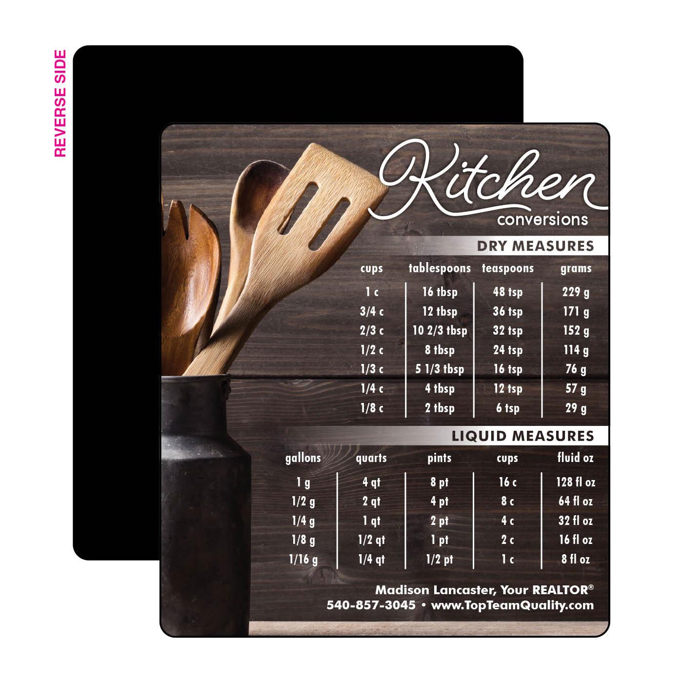 Printed Magnets | Household Reference Magnets | Kitchen Conversions