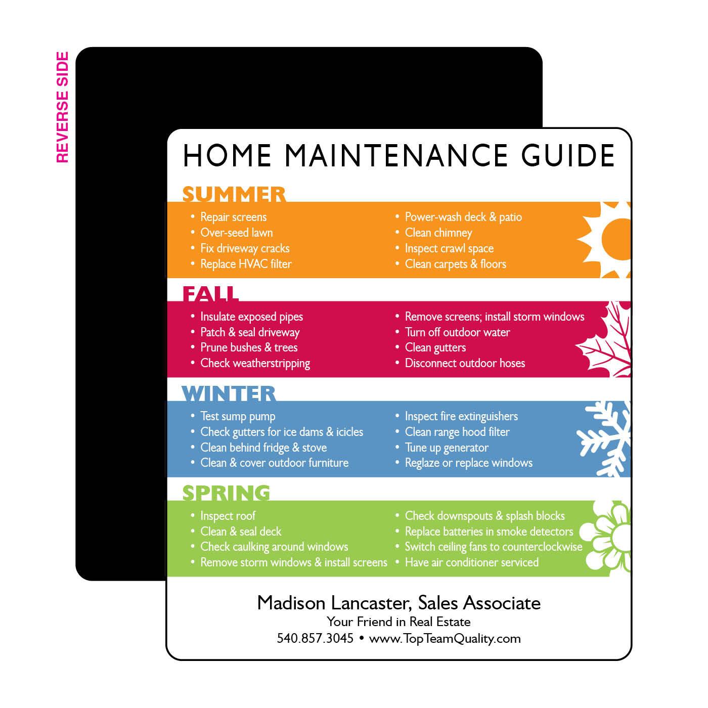 Printed Magnets | Household Reference Magnets | Home Maintenance
