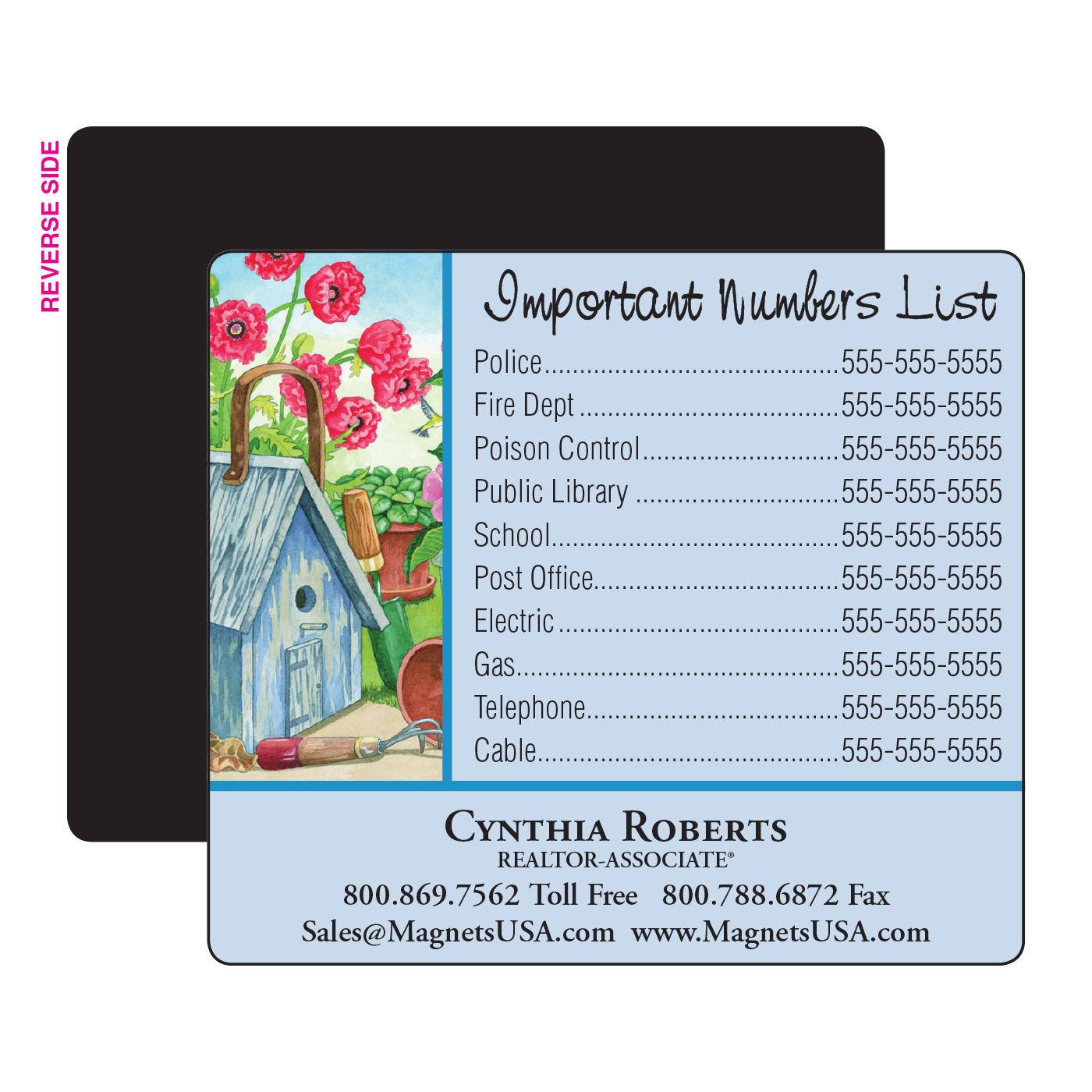 Printed Magnets | Household Reference Magnets | Important Numbers ...