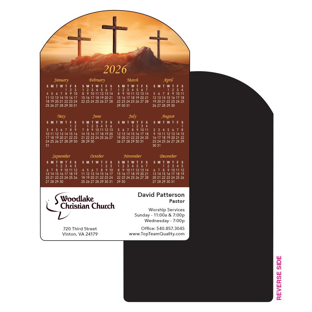 Year-at-a-Glance Calendar Magnet | Three Wooden Crosses | Magnets USA
