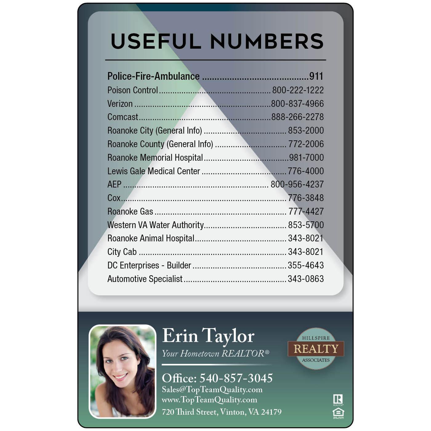 Printed Magnet | Important Number List | Magnets USA®