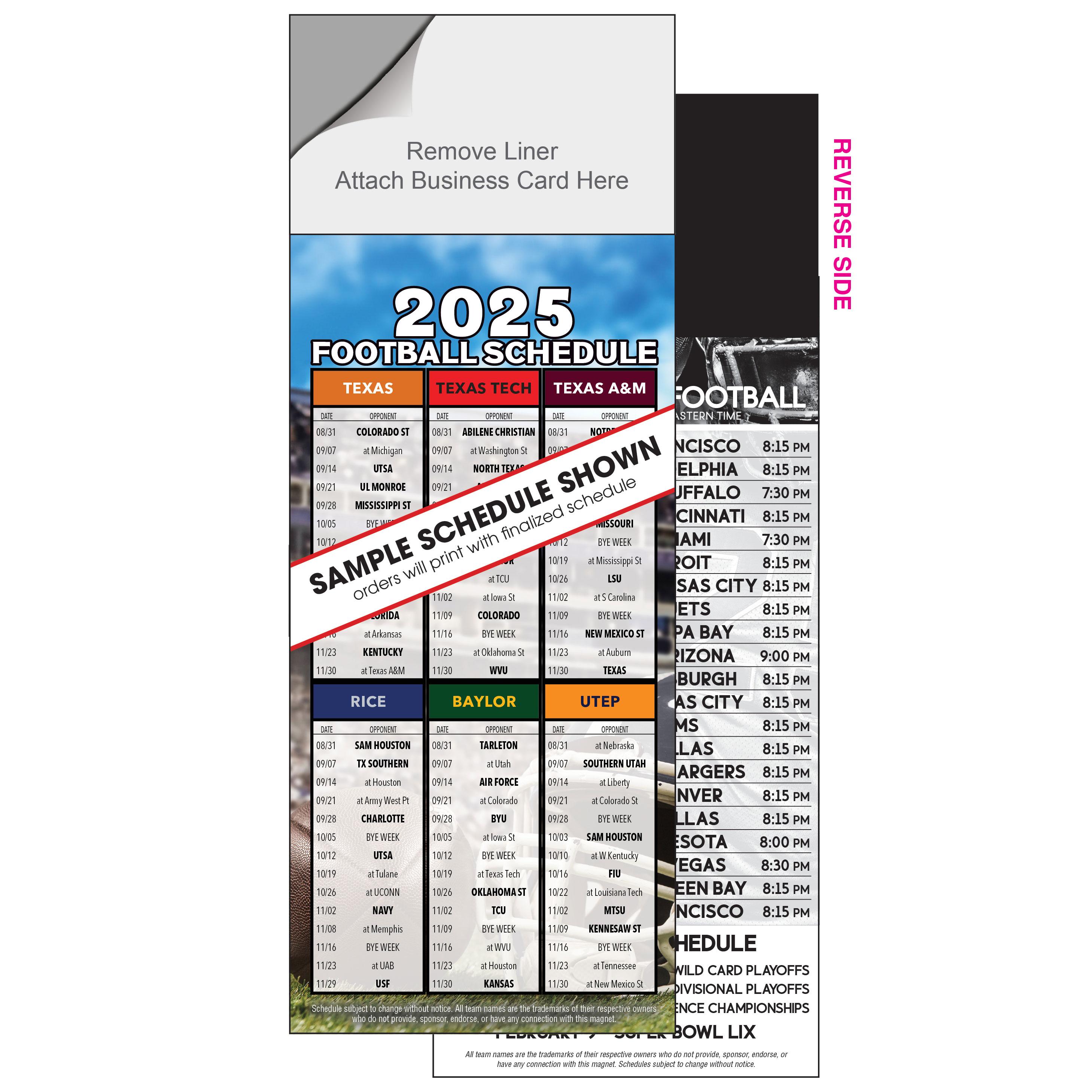 6 Team Peel 'n Stick Football Schedule | Magnets USA®