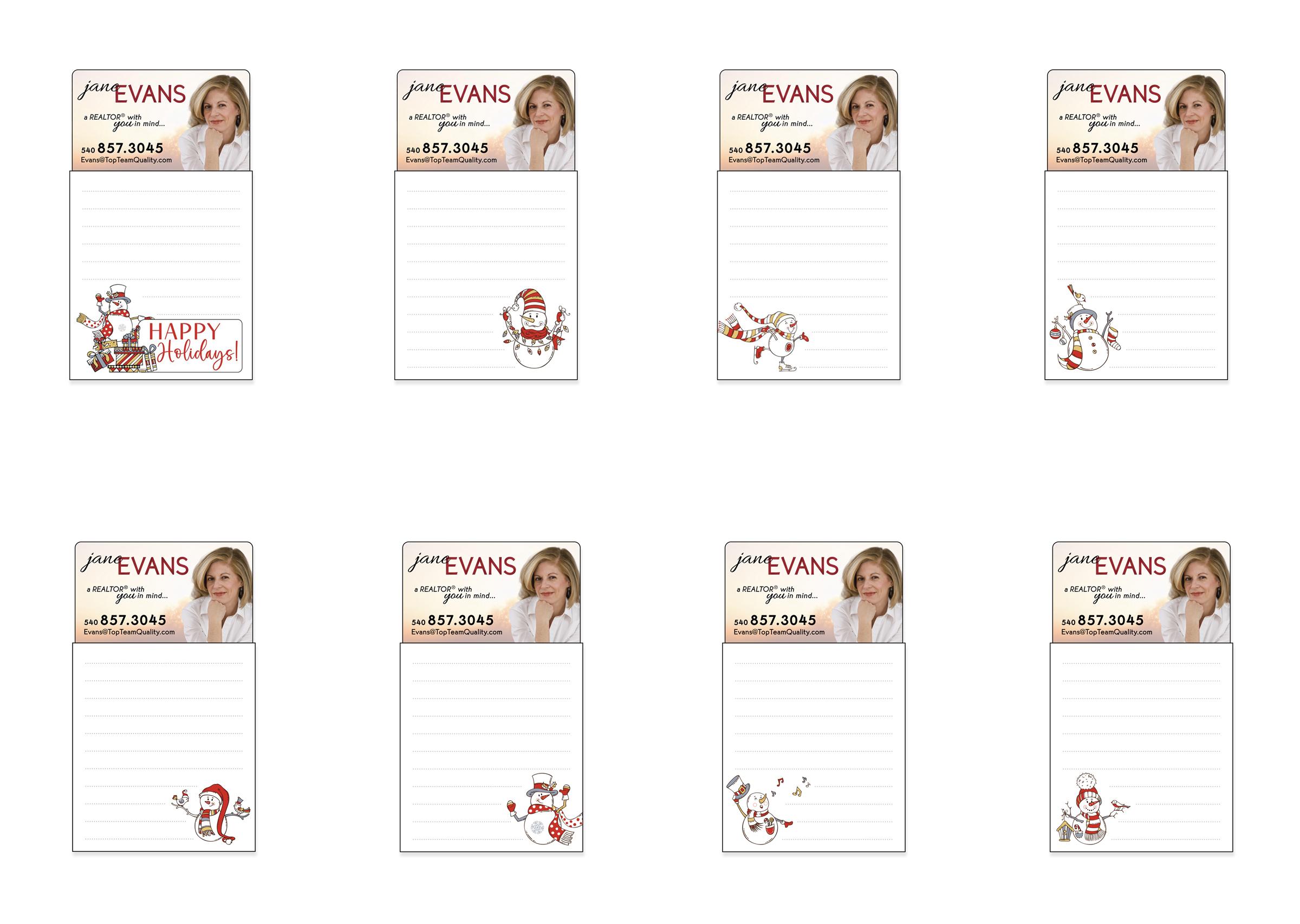 Designer Notepad Magnet | Peel 'n Stick | Snowman