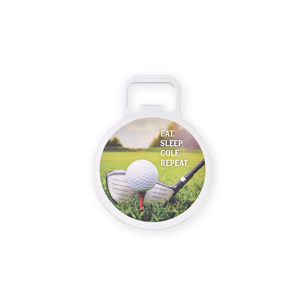 Eat Sleep Golf Repeat Round Bottle Opener